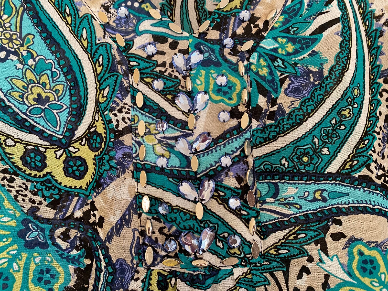 Y2K Beach Tunic 00s Quarter Sleeve Green Blue Print Top Over - Etsy