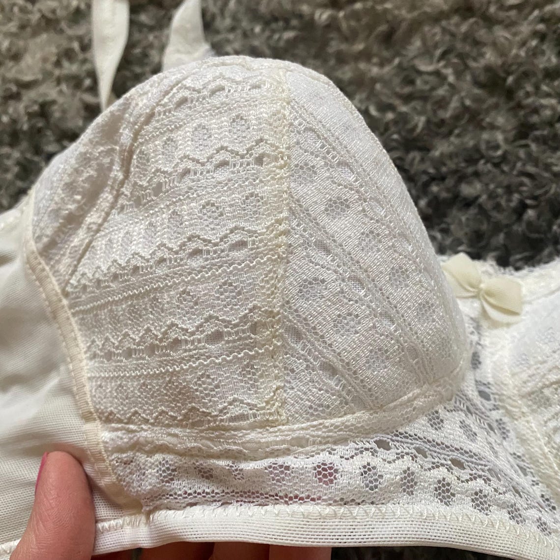 Vintage Weißer Spitzen BH Capron Büstenhalter Damen Dessous Hochzeit ...