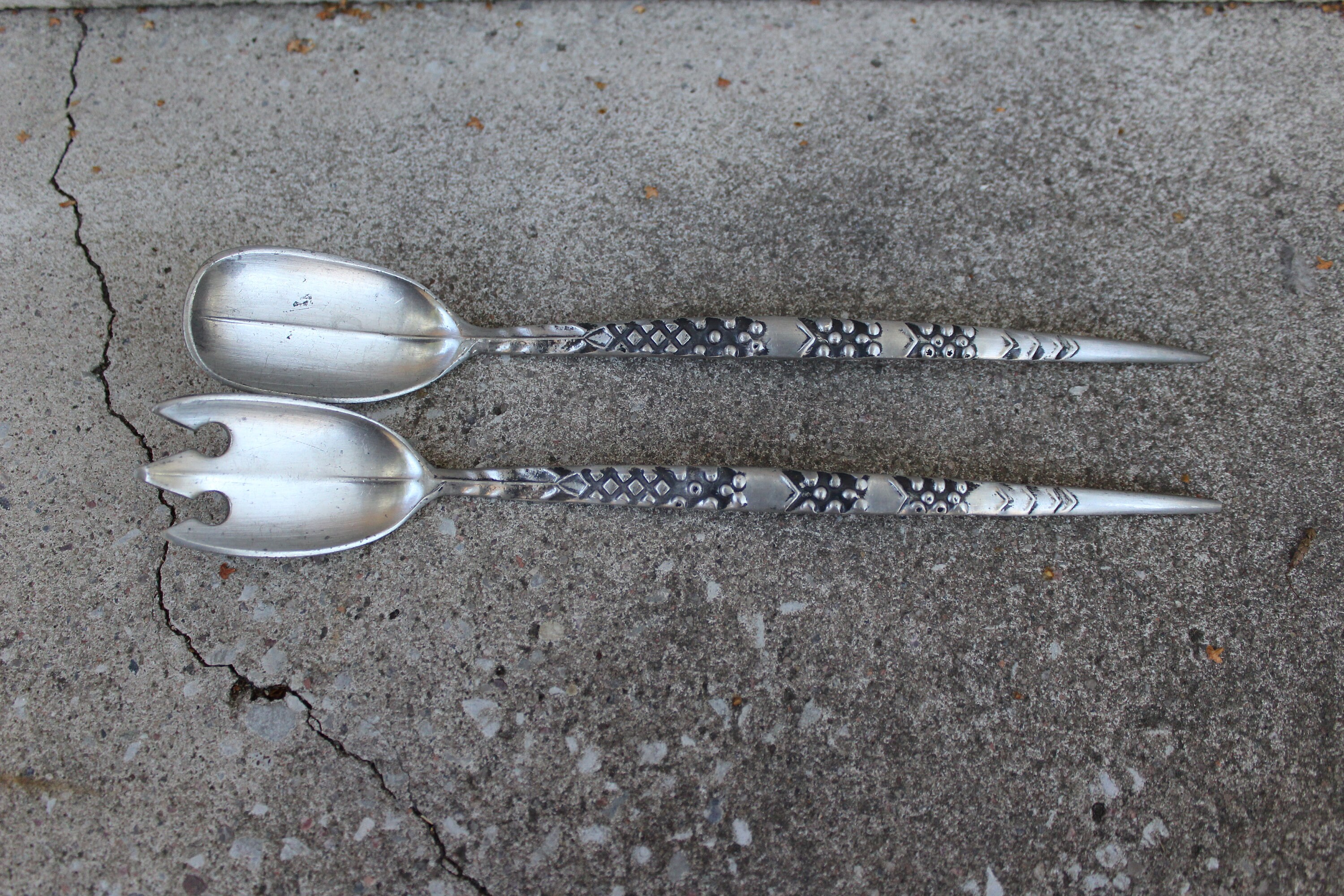 1960s Holsen Tinn Norway #350 Salad Server Set, Large Spoon and Fork ...