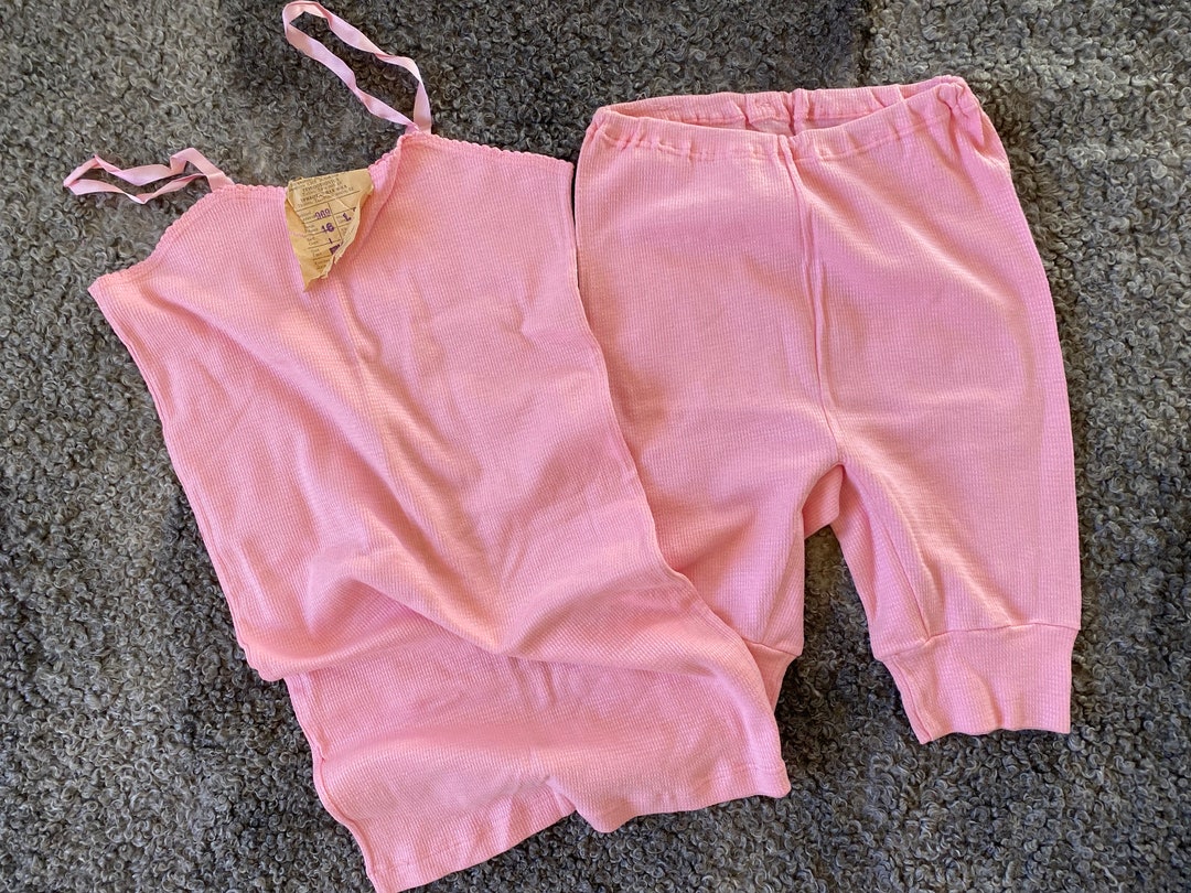 60s Vintage Women Cotton Underwear Set Size M Pink Long Leg Panties and ...