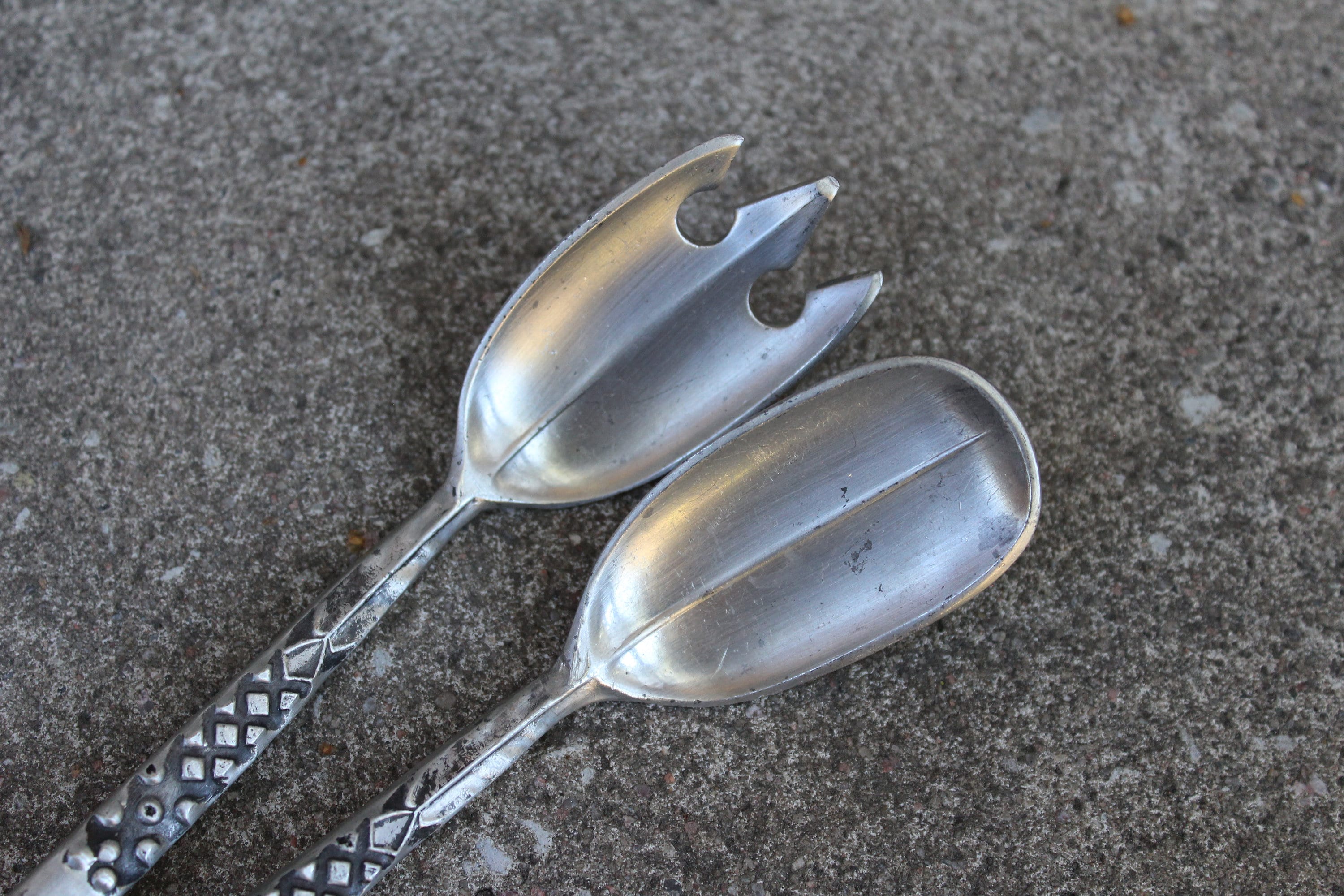 1960s Holsen Tinn Norway #350 Salad Server Set, Large Spoon and Fork ...