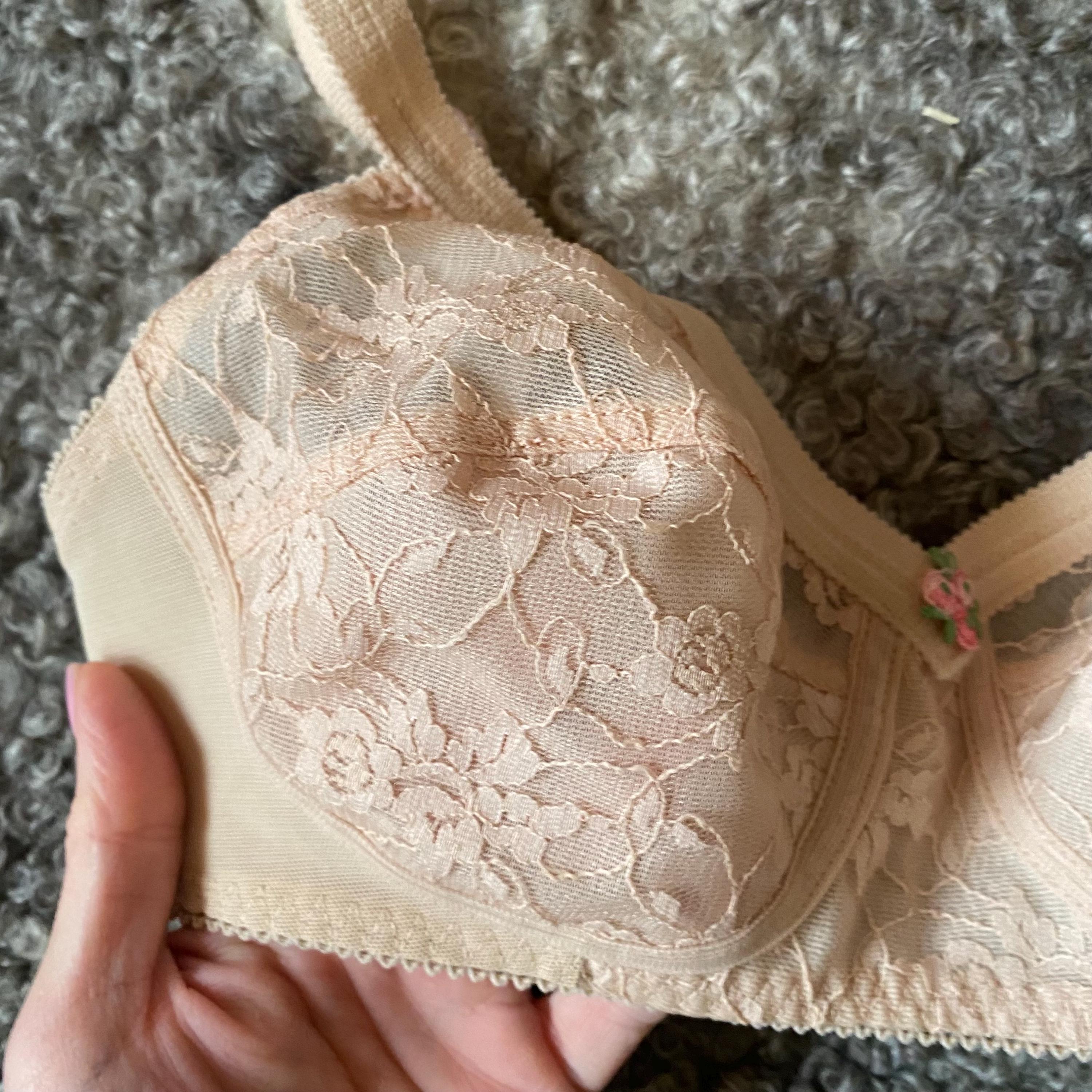 Vintage Lace Bra Beige Bra Bridal Lingerie Underwear 90s Retro Bra ...