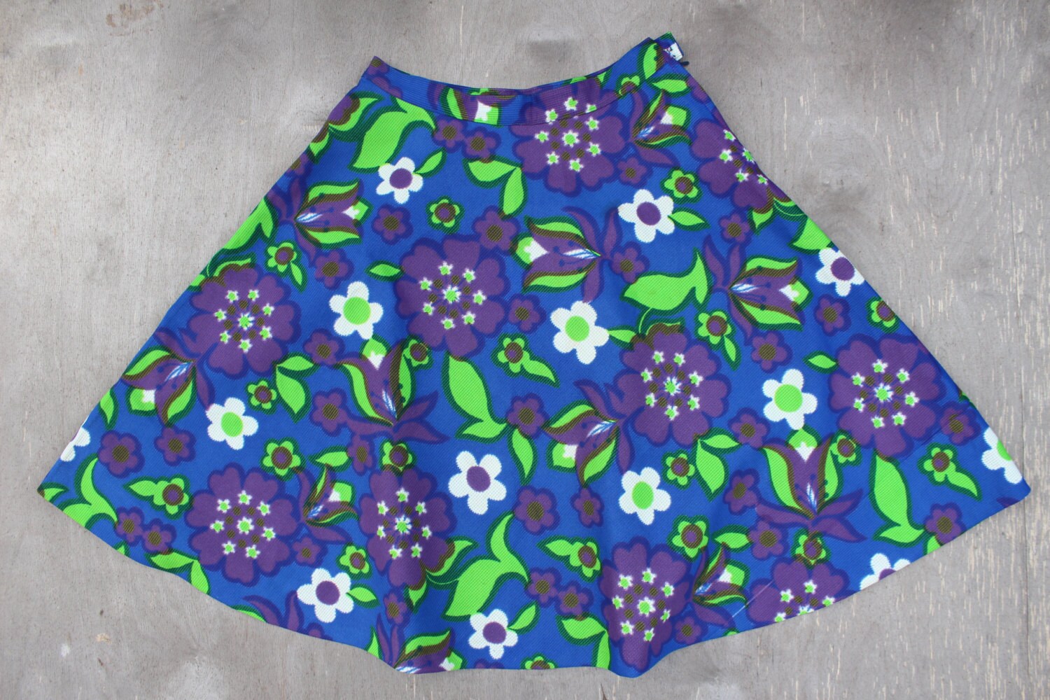 70s Scandinavian Skirt, Vintage High Waist Bright Colors Flower Skirt ...