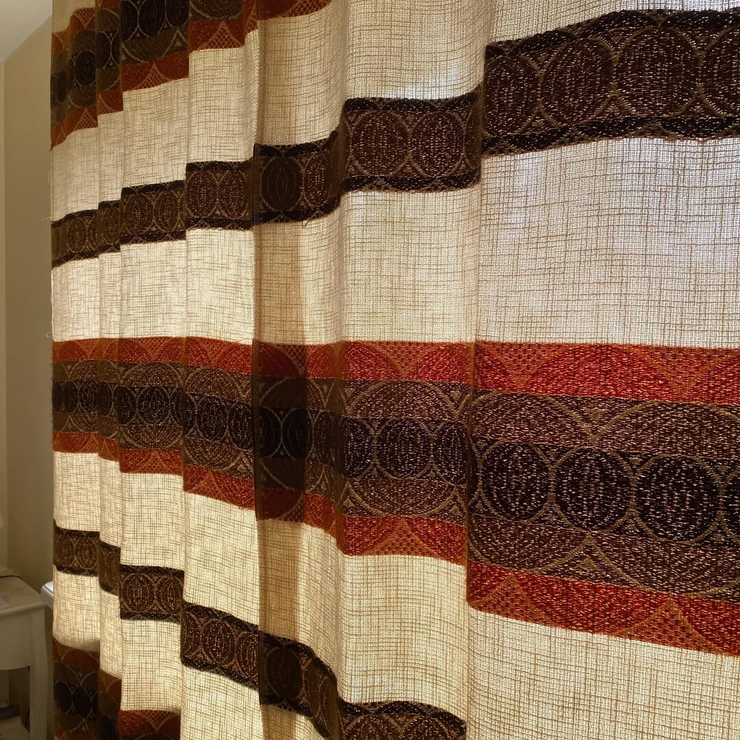Scandinavian Vintage Curtain Pair Acrylic Wool Woven Curtains With 70s ...