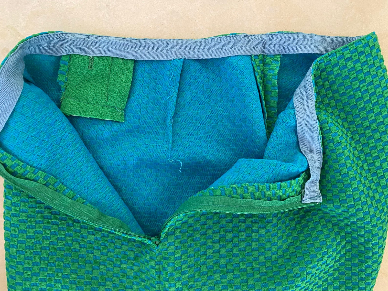 Crimplene Suit Retro 2 Piece Skirt and Jacket in Green and - Etsy