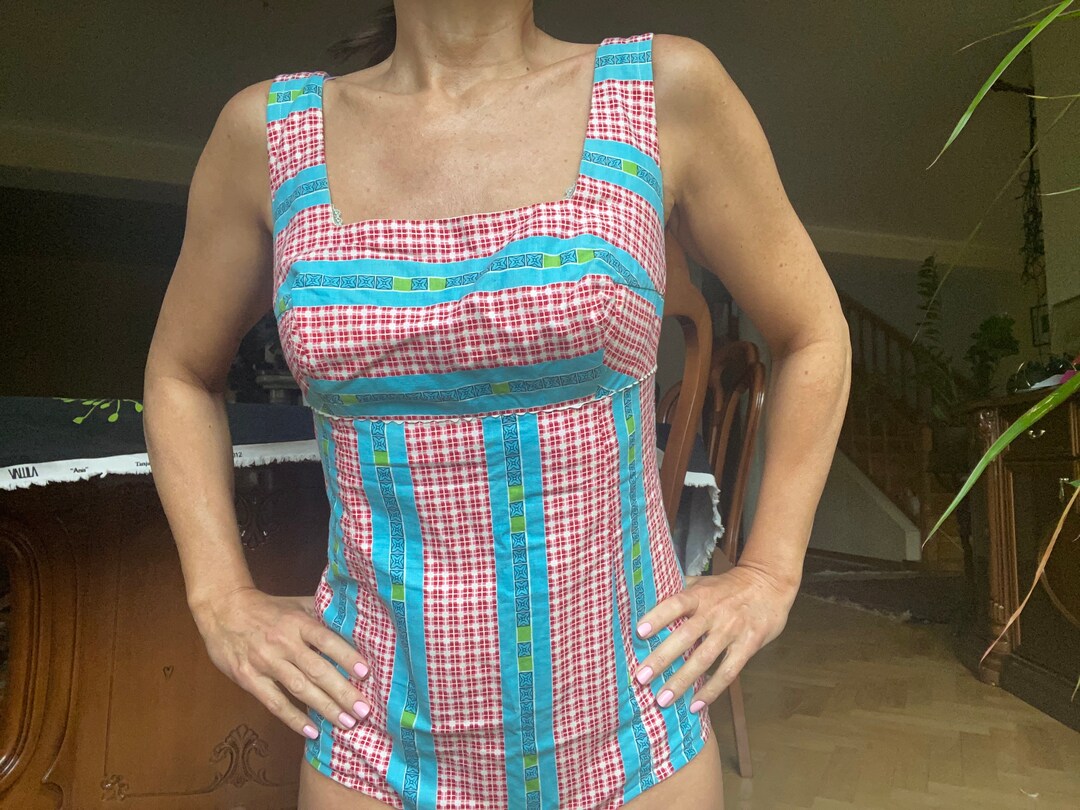 Vintage Cotton Swimsuit, Vintage Bathing Costume, One Piece Swimwear ...
