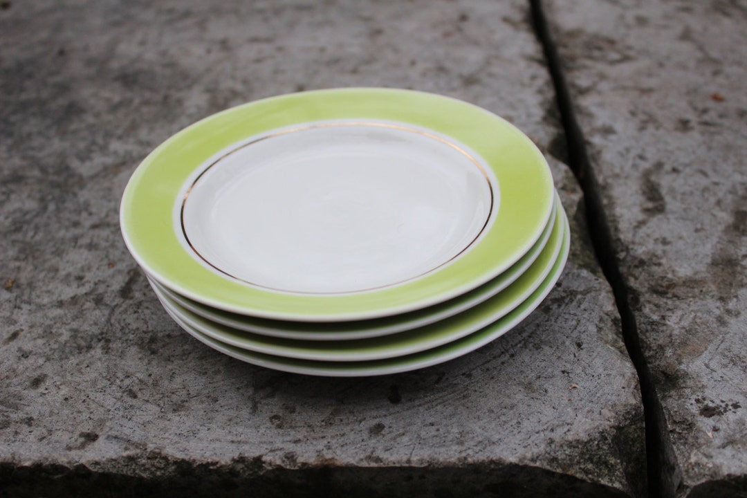 4 Riga Porcelain Factory Set of 4 Vintage Plate Plate With Green Border ...