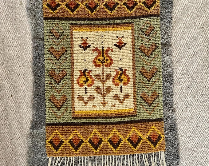 Vintage Handwoven Rya Rug | Scandinavian Rug | Hand Knotted Wool Rug ...