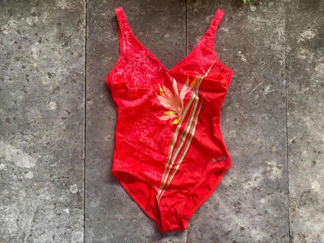 Vintage Swimsuit Bathing Costume Sunflair One Piece Swimwear, Size 42 ...