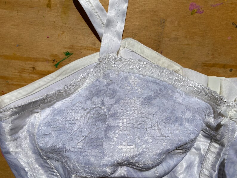 Vintage White Bra Satin Lace Brassiere White Lace Ladies - Etsy