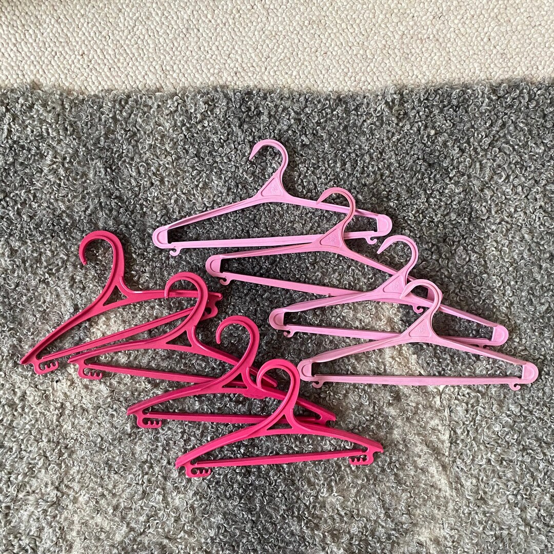 Vintage Kids Cloth Hangers Pink Plastic Clothes Hangers Set Girl ...