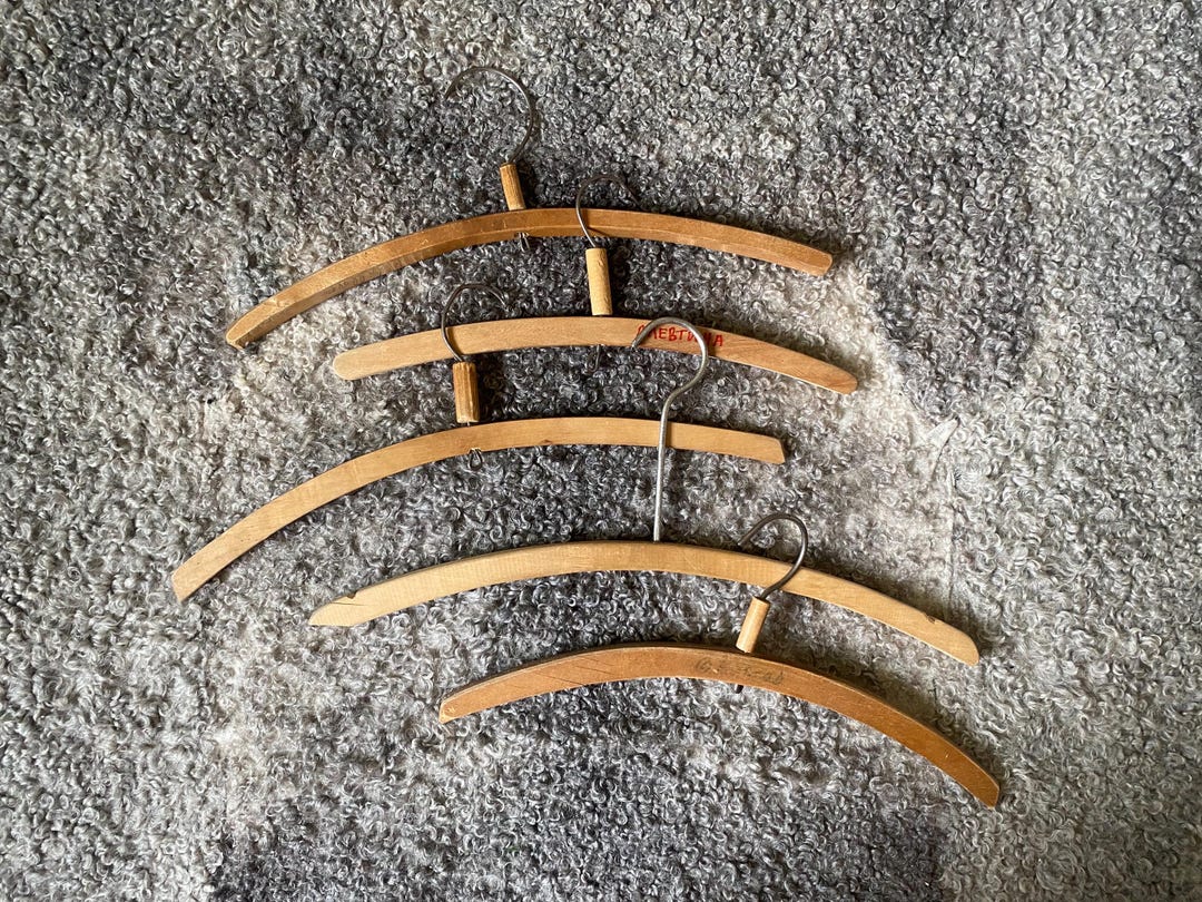 Vintage Wooden Cloth Hangers Set of 5 Rustic Clothes Hangers Set, Shop ...