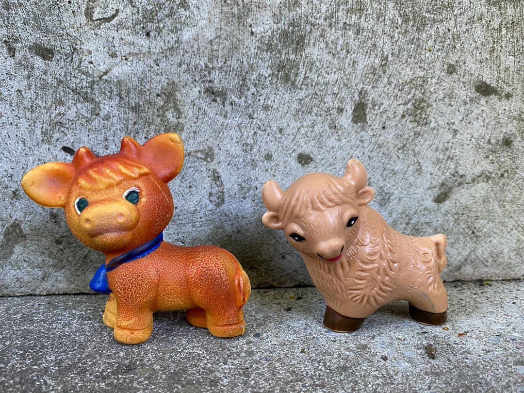 Vintage Rubber Bull Vintage Rubber Animal Toy Set Collectible - Etsy