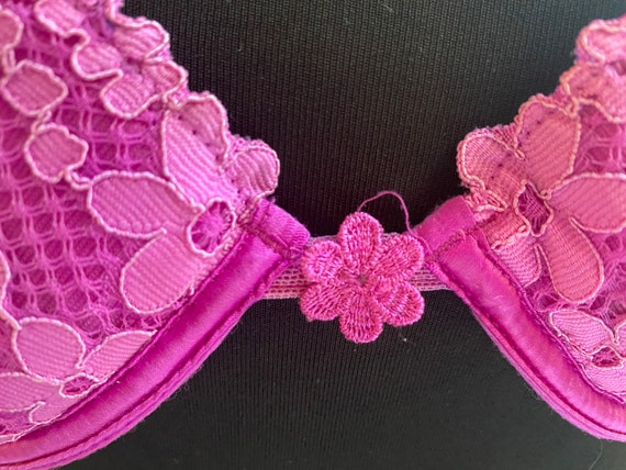 00s Vintage Bra Purple Pink Brassiere Size 34C 75C La… - Gem