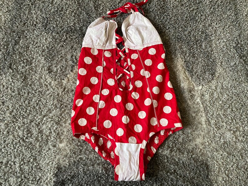 Vintage Cotton Swimsuit Bathing Costume One Piece Swimwear Red - Etsy