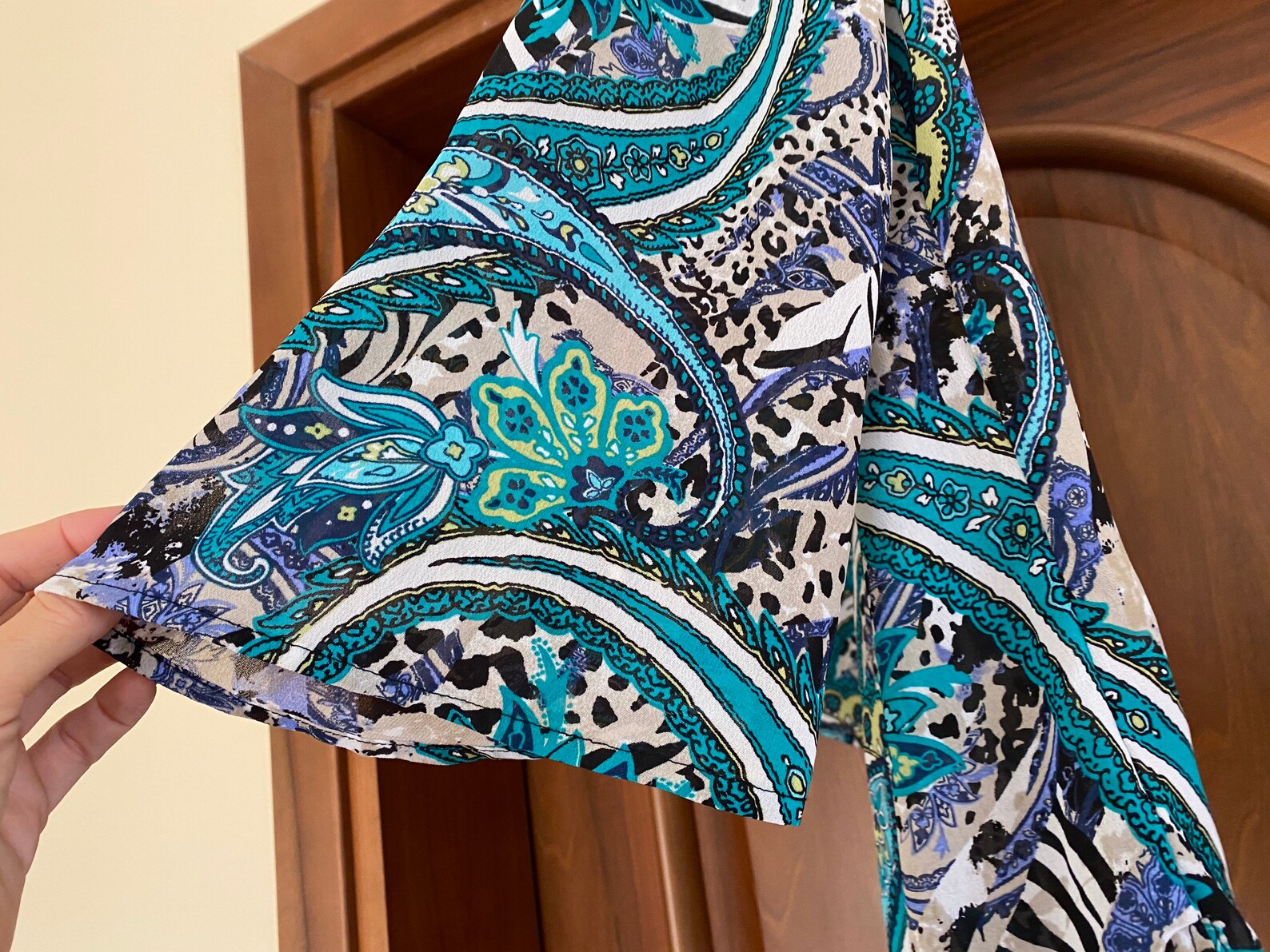 Y2K Beach Tunic 00s Quarter Sleeve Green Blue Print Top Over - Etsy