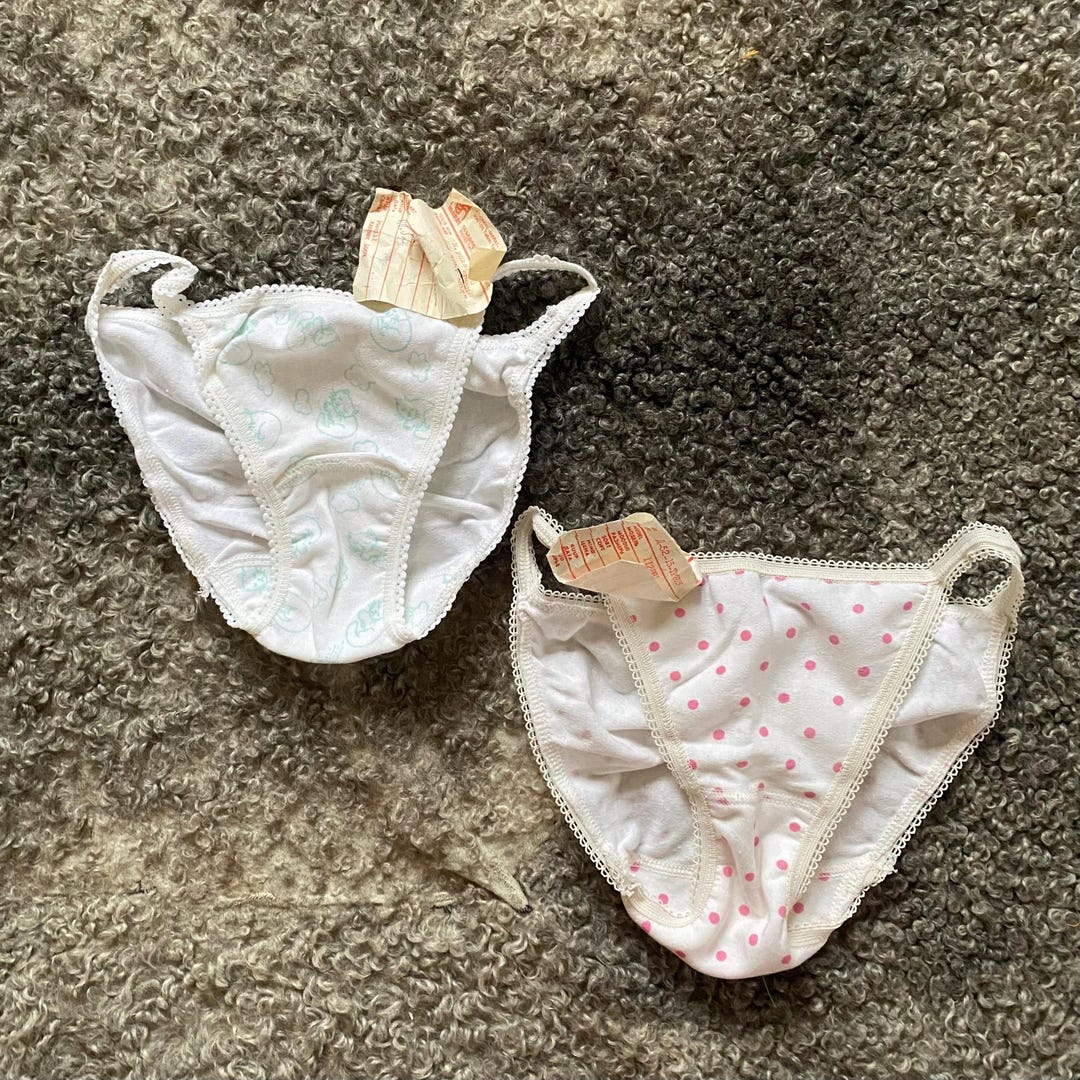 Vintage Women White Cotton Panties Size S Young Woman Retro Underpants