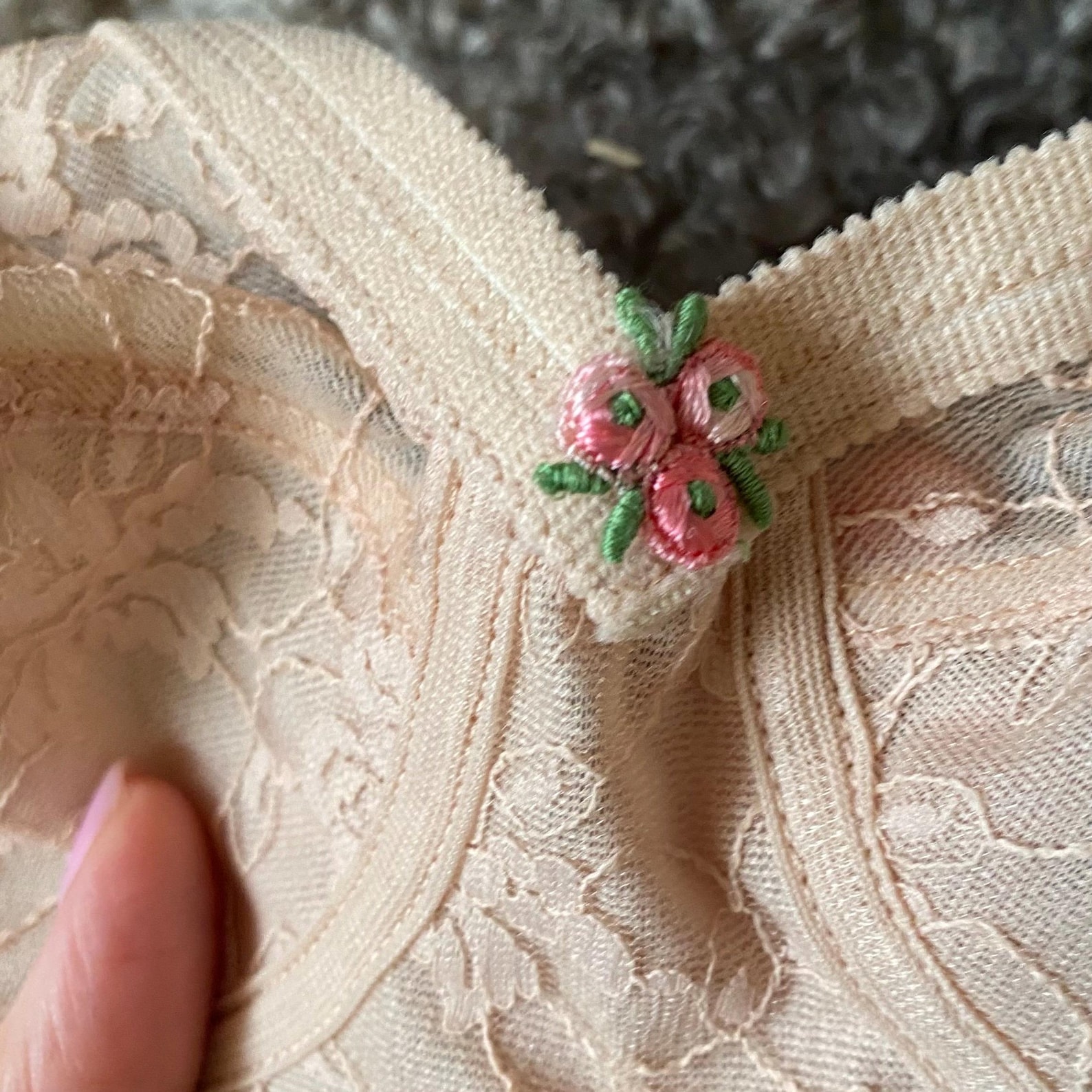Vintage Lace Bra Beige Bra Bridal Lingerie Underwear 90s Retro Bra ...