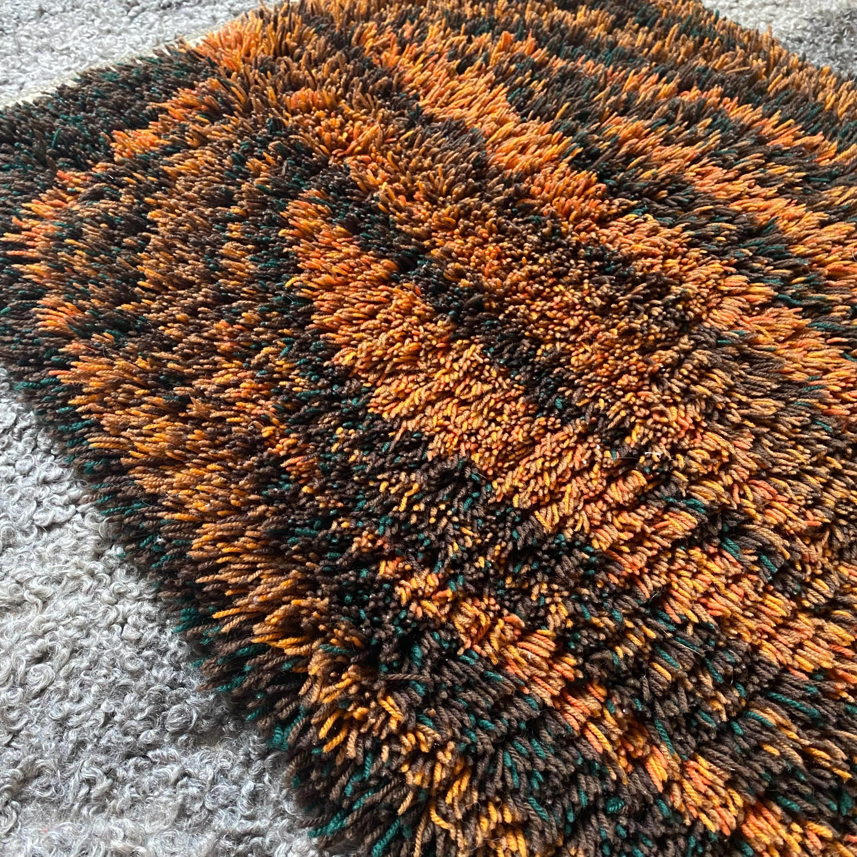 Scandinavian Rya Rug Vintage Wool Carpet Swedish Wool Mat Handmade Mid ...