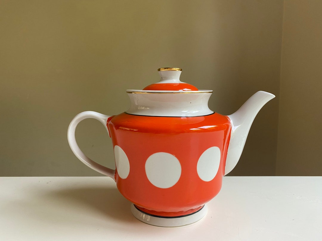 Ukraine Coffee Pot Big Vintage Red Polka Dots Ternopil Porcelain ...