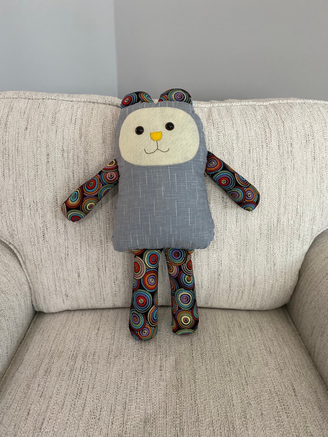 Stuffed Gray Whimsy-bear - Etsy