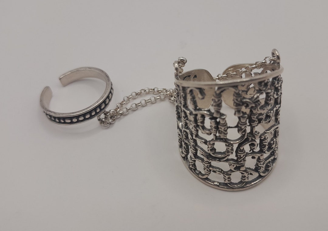 Armenian Adjustable Alphabet Double Ring Sterling Silver, Armenian Ring, Alphabet Silver Double ...