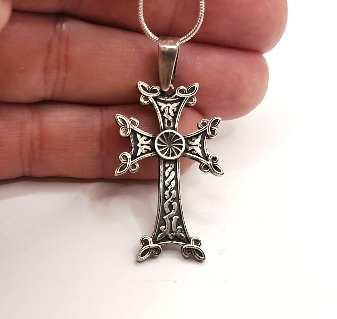 Armenian Cross Pendant With Eternity Sign – Sterling Silver .925 - Etsy