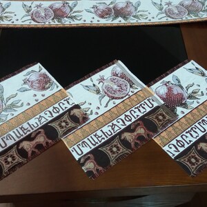 Armenian Alphabet and Pomegranate Table Cloth, Armenian Design, Table Runner, Table Decoration ...