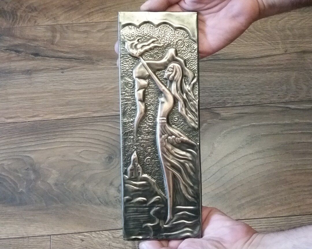 Vintage Embossed Copper Wall Decoration of the Legend of Tamar ...