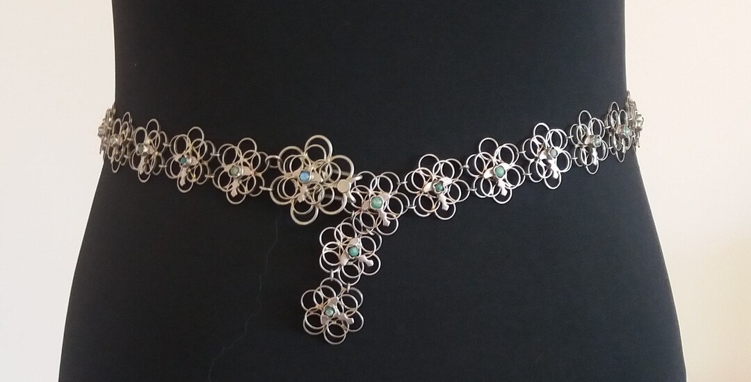 Vintage Armenian Amazonite Circle Filigree Belt, Filigree Link Belt ...
