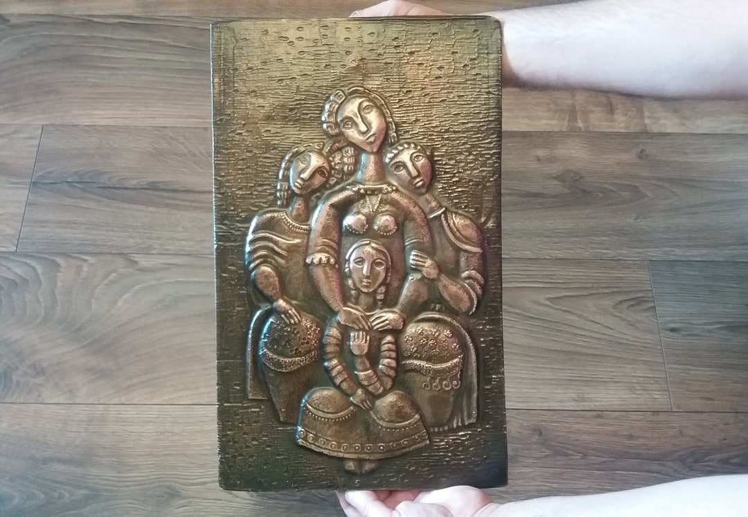 Vintage Embossed Copper Wall Decoration of an Armenian Family, Armenian ...