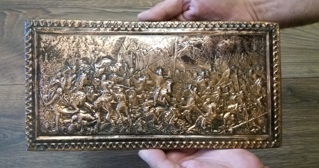 Vintage Embossed Copper Wall Decoration of the Battle, Famous Battle ...