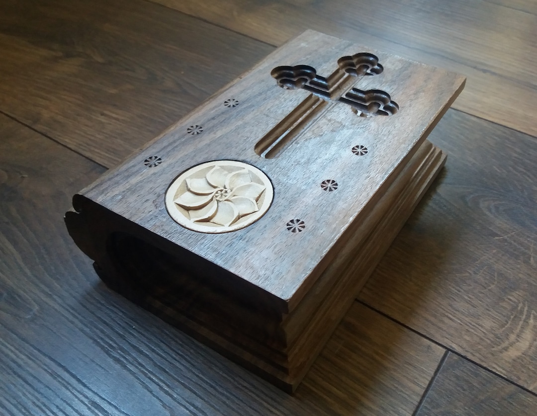 Decorative Fake Wooden Bible With Eternity Sign, Secret Bible, Home ...