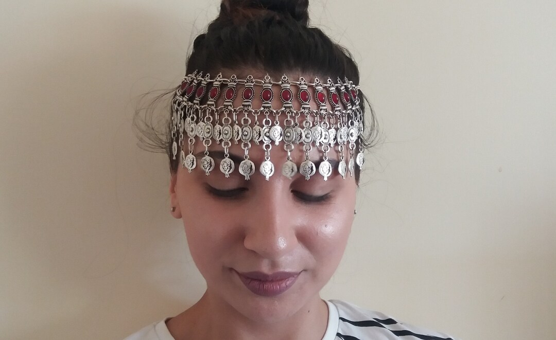 Silver Pomegranate Forehead Crown: Armenian Headpiece, Adjustable Face ...