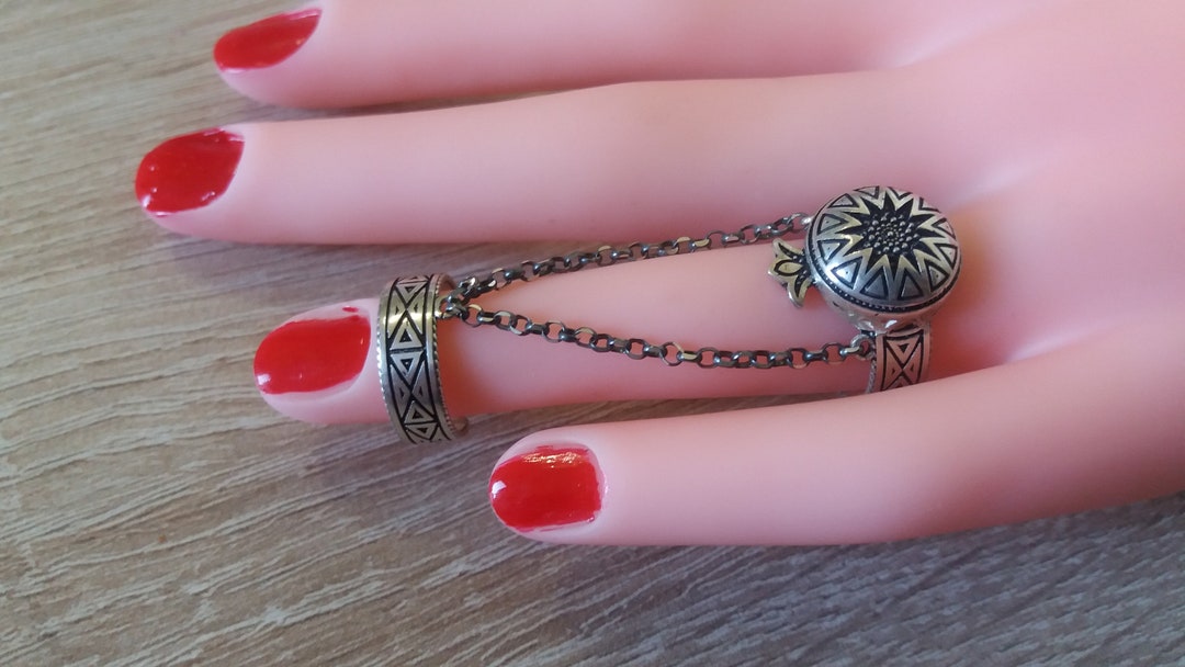 Pomegranate Armenian Double Ring Sterling Silver, Armenian Jewelry ...