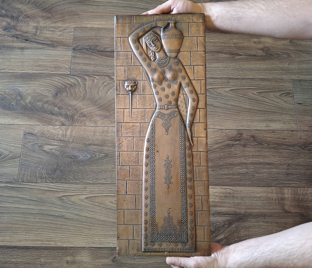 Vintage Embossed Copper Wall Decoration of an Ancient Armenian Woman ...