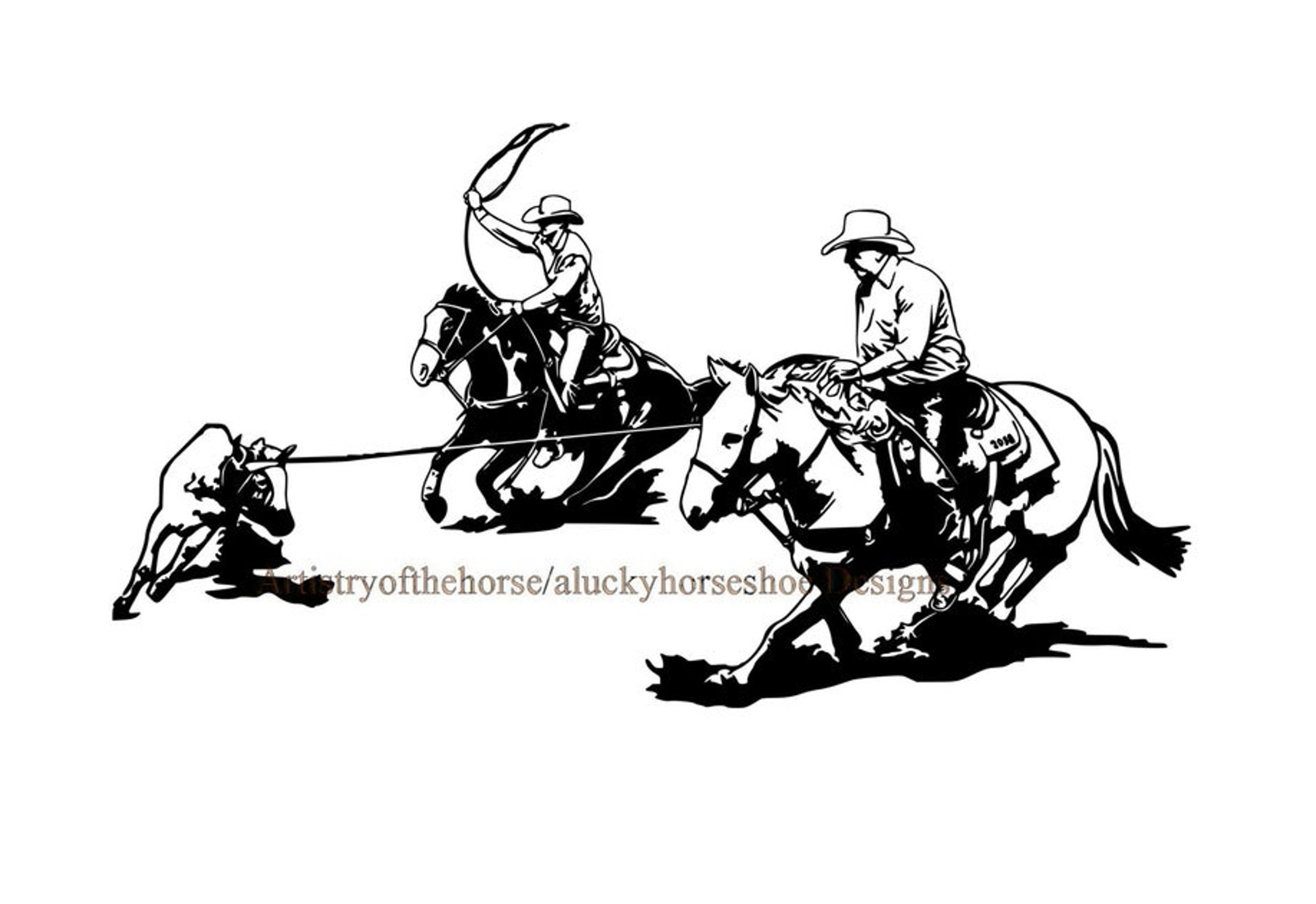 Horse Wall Decal Team Roping Sport Custom Horse Sticker Truck Horse ...