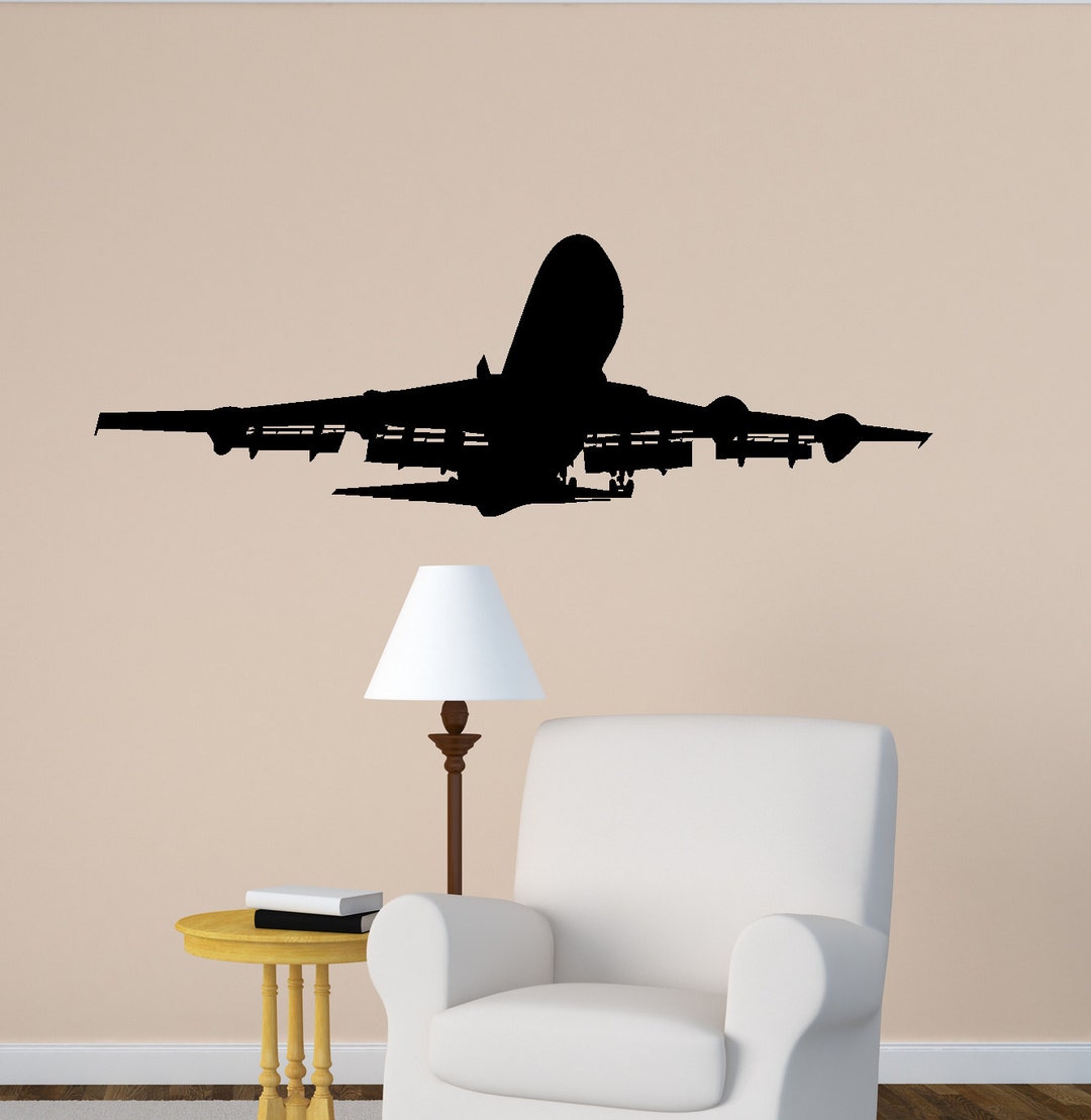 Airplane Wall Decal Jet Airliner Sticker Aircraft Jumbo Jet Boys ...