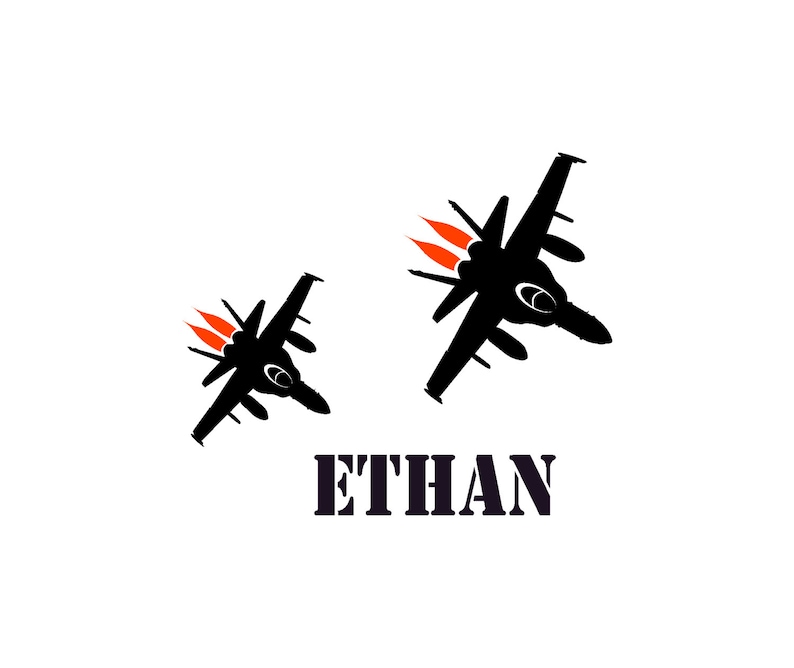 Military Jet Fighter Boys Name Decal Teen Boy Personalized - Etsy