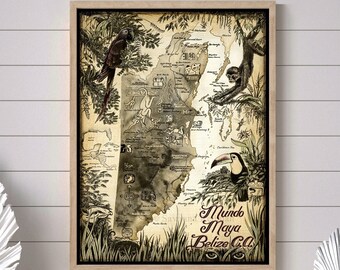 Ambergris Caye, Belize, 36x48 Fine Art Giclee Print of Hand-drawn ...