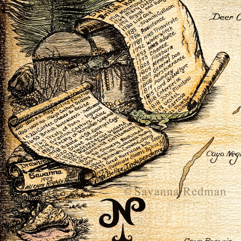 Hand-drawn Antique-style Map Captures the Spirit of Ambergris Caye ...