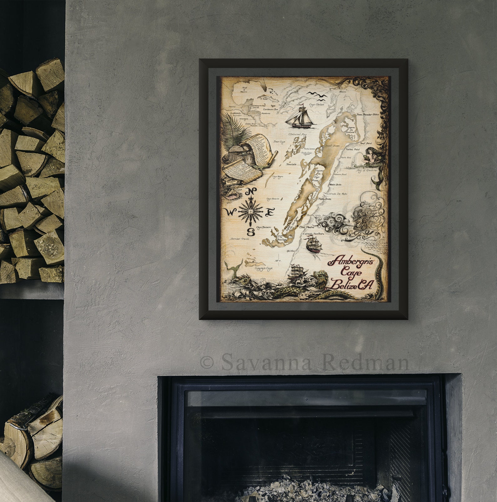 Hand-drawn Antique-style Map Captures the Spirit of Ambergris Caye ...