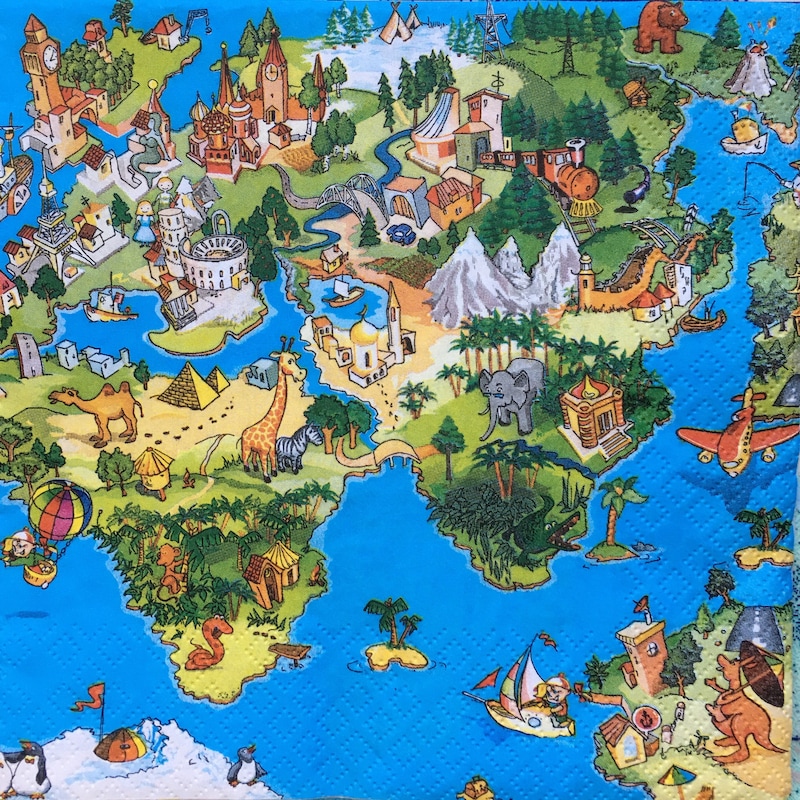 Decoupage World Map - Etsy