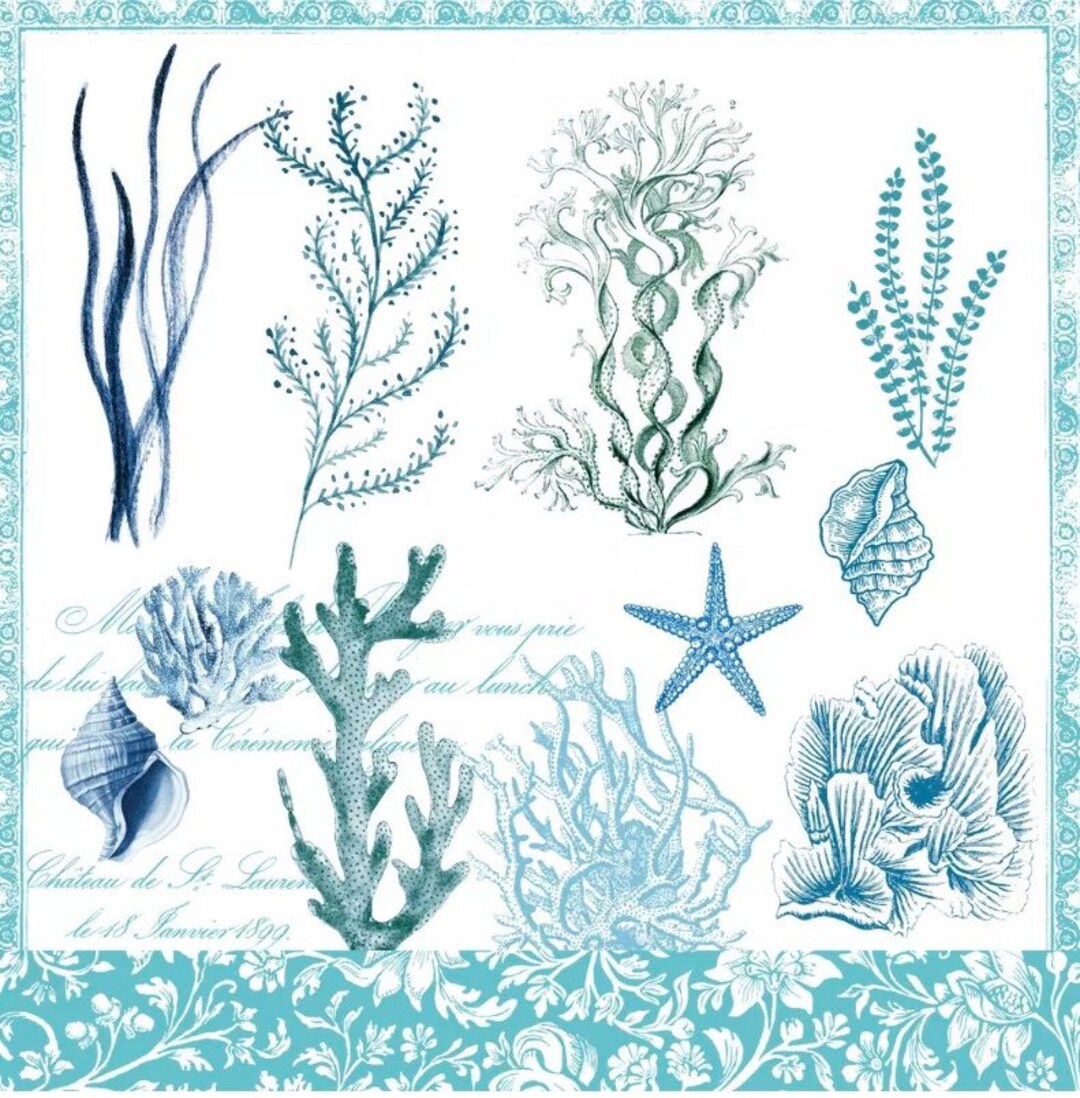 2 Single Sea Life Inspired Paper Napkins for Mixed Media - Etsy