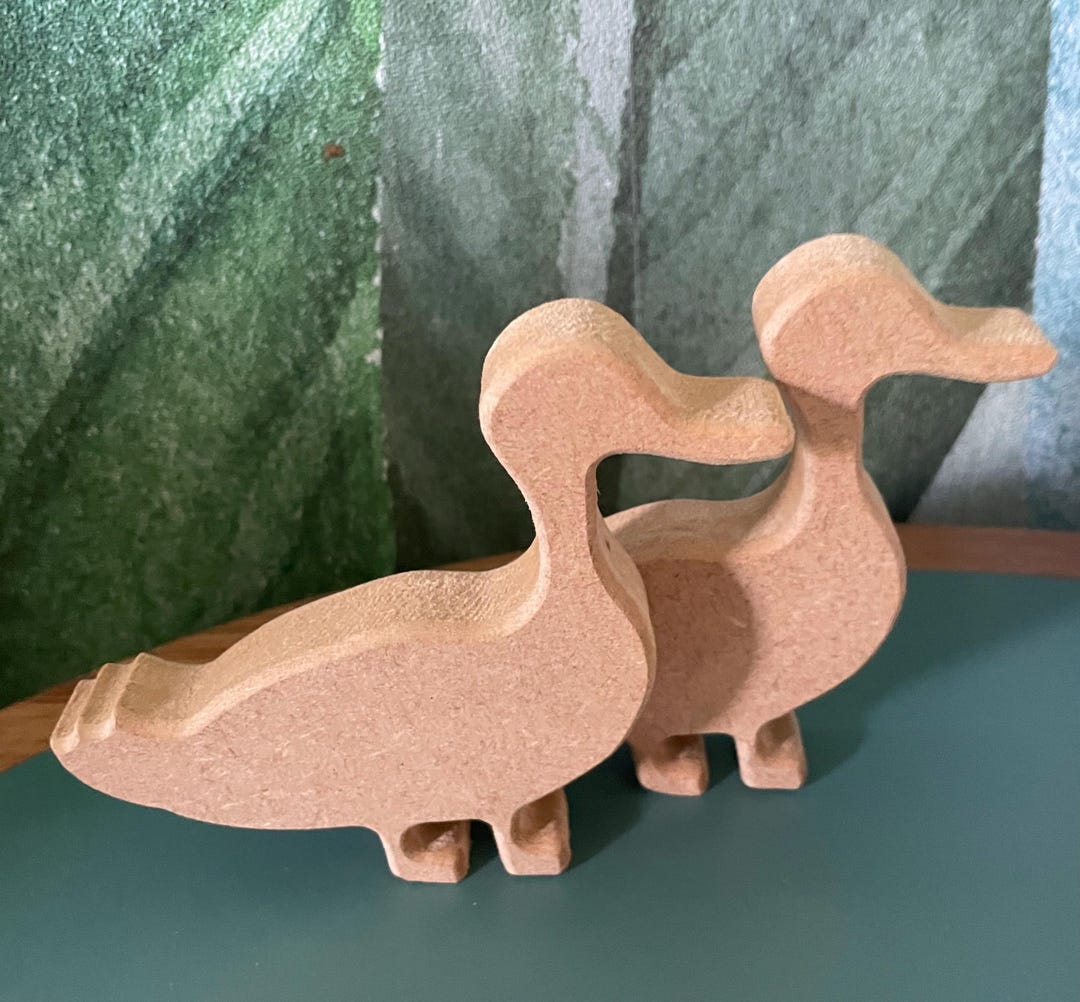 Pack of TWO Wooden MDF Free Standing Unfinished Ducks , Cut Out, Wood ...