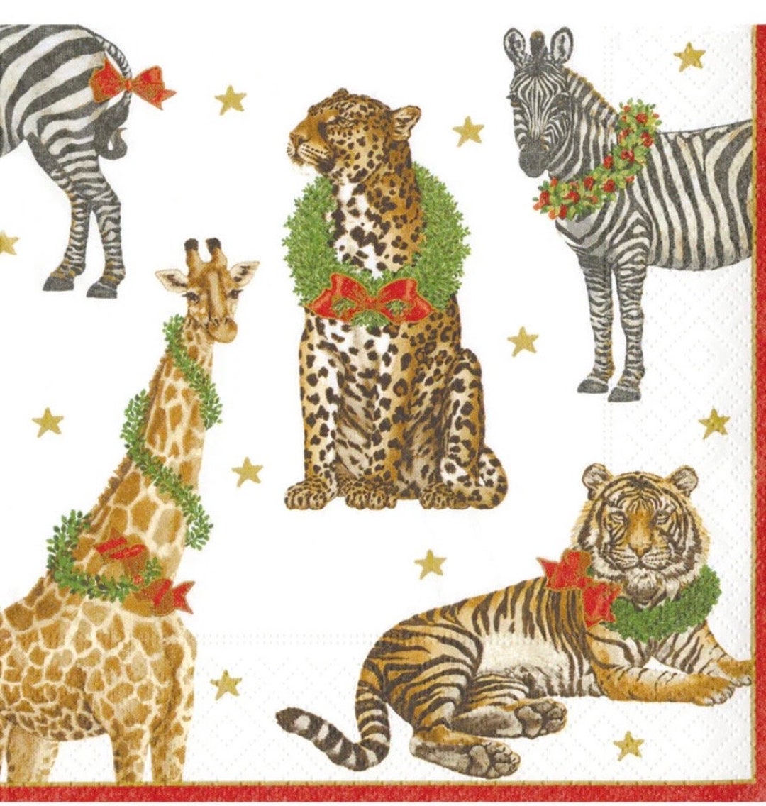 2 Large Caspari Paper Napkins for Mixed Media, Collage, Scrapbook ...