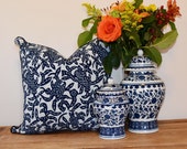 Items similar to Nankeen Indigo Decorative Pillow Cover, Blue and White ...
