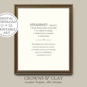 Steadfast Definition, PRINTABLE ARTWORK, Christian Wall Art, Bible ...