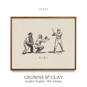 Set of 3 Vintage Baseball Prints, Printable Sports Poster, Boy Bedroom ...