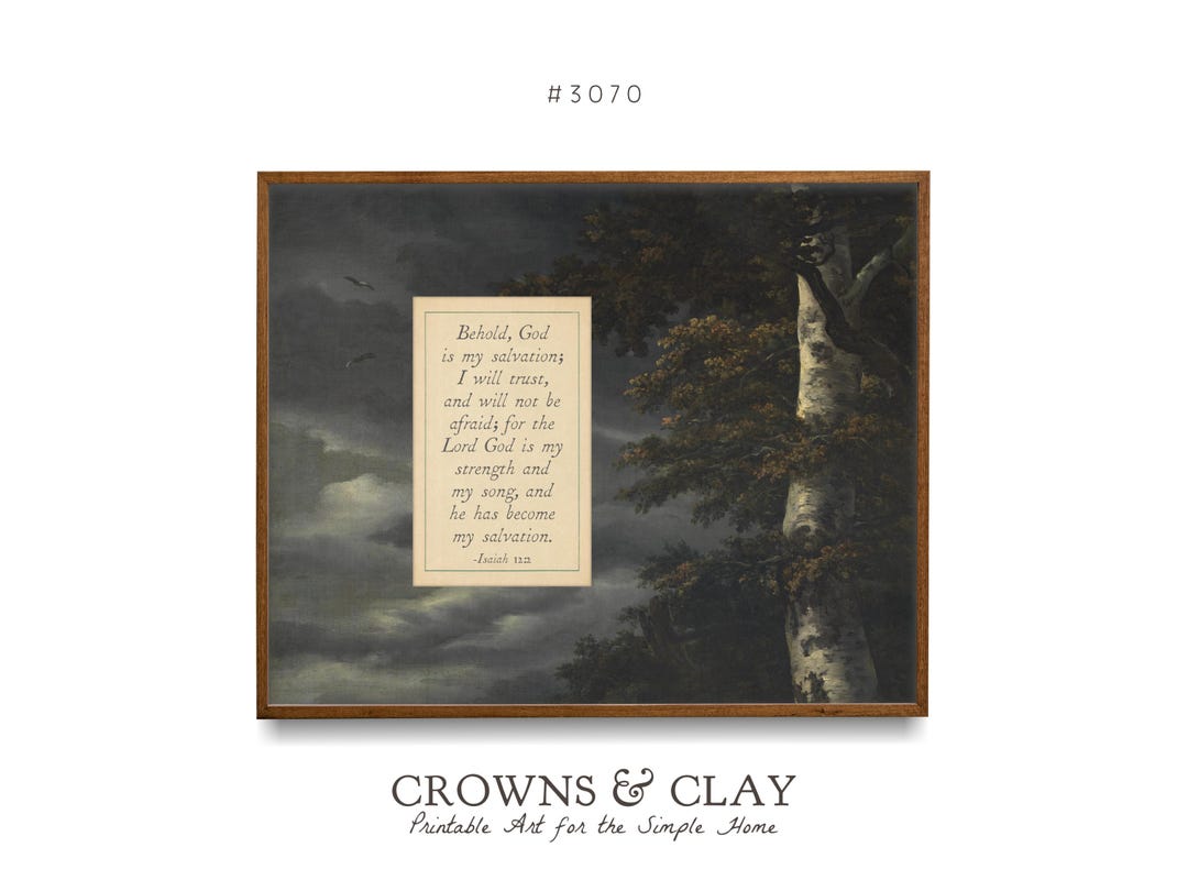 Isaiah 12:2 Printable Artwork, Moody Scripture Art, Christian Decor ...